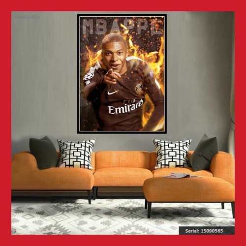 TOILE IMPRIMEE KYLIAN MBAPPE KM7 POSTER PHOTO MURALE MAILLOT PARIS PSG ...