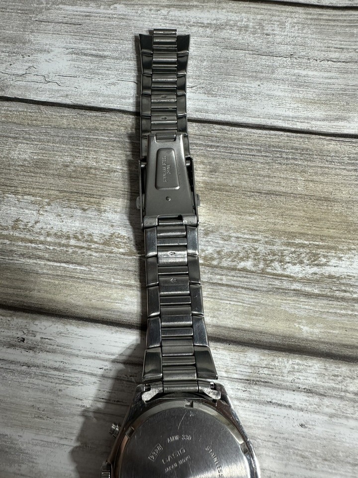 Casio Watch Mens 2328 AMW-330 Chronograph Date 100M Stainless Steel ...