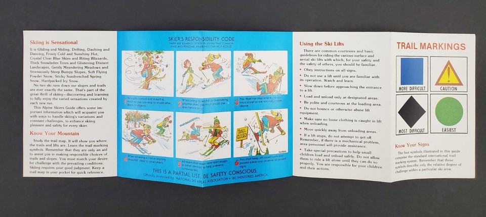 1980s NSAA Alpine Skier's Responsibility Code Rules Vintage Travel ...
