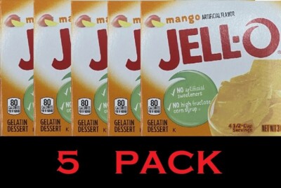 5x Jello MANGO Gelatin Dessert 3 oz Box Jell-O - NEW FREE SHIPPING - 5 ...