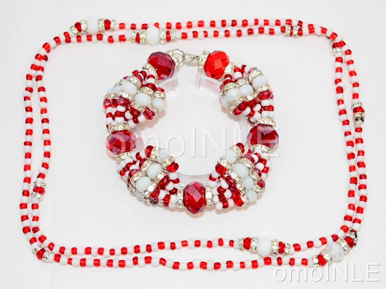 HERMOSO ILDE DE SHANGO SANTERIA IFA ORISHA BRACELET & COLLAR IDDE MAZO ...