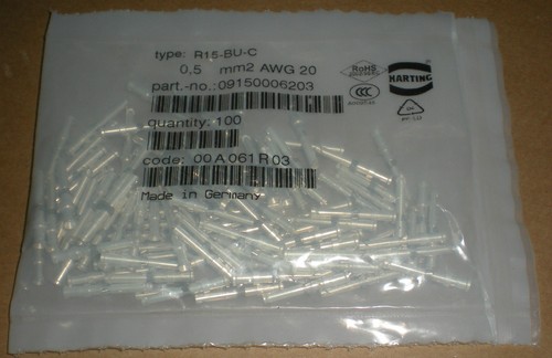 HARTING 09150006203 CONTACT FEMALE INSERT SILVER PLATED 20 AWG CRIMP ...