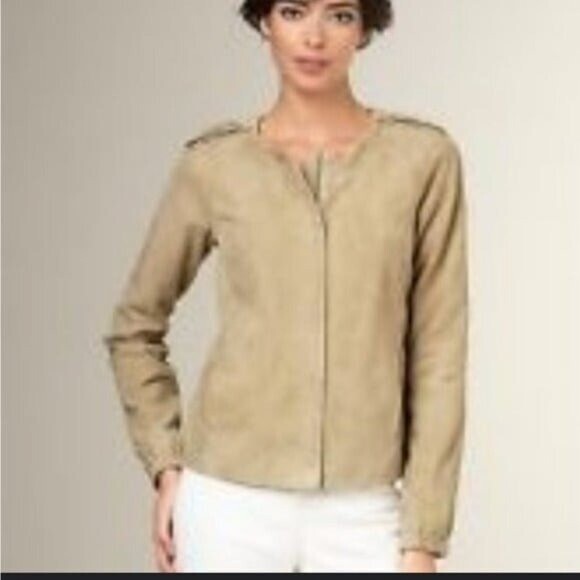 Talbots taupe 100% goat suede leather jacket size 22W - Gem