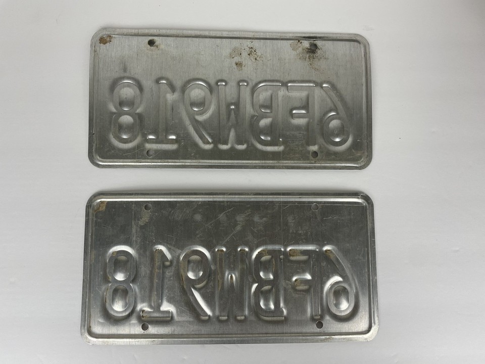 Pair California License Plates, Block Letters White Red & Blue, 6FBW918 ...