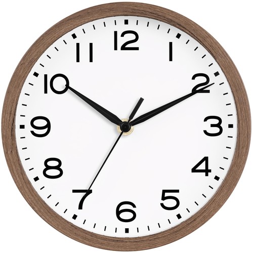 AKCISOT Wall Clock, Modern Small Clocks Battery 8 Inch, Q_walnut Grain ...