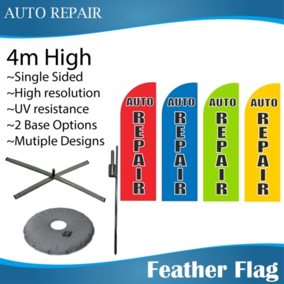 4m Outdoor AUTO REPAIR Flag Banner Feather Flag with Base | eBay Australia