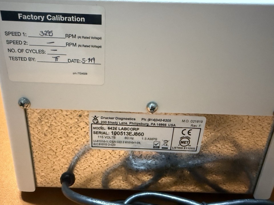 LabCorp Model 642E Centrifuge Drucker Diagnostics | eBay