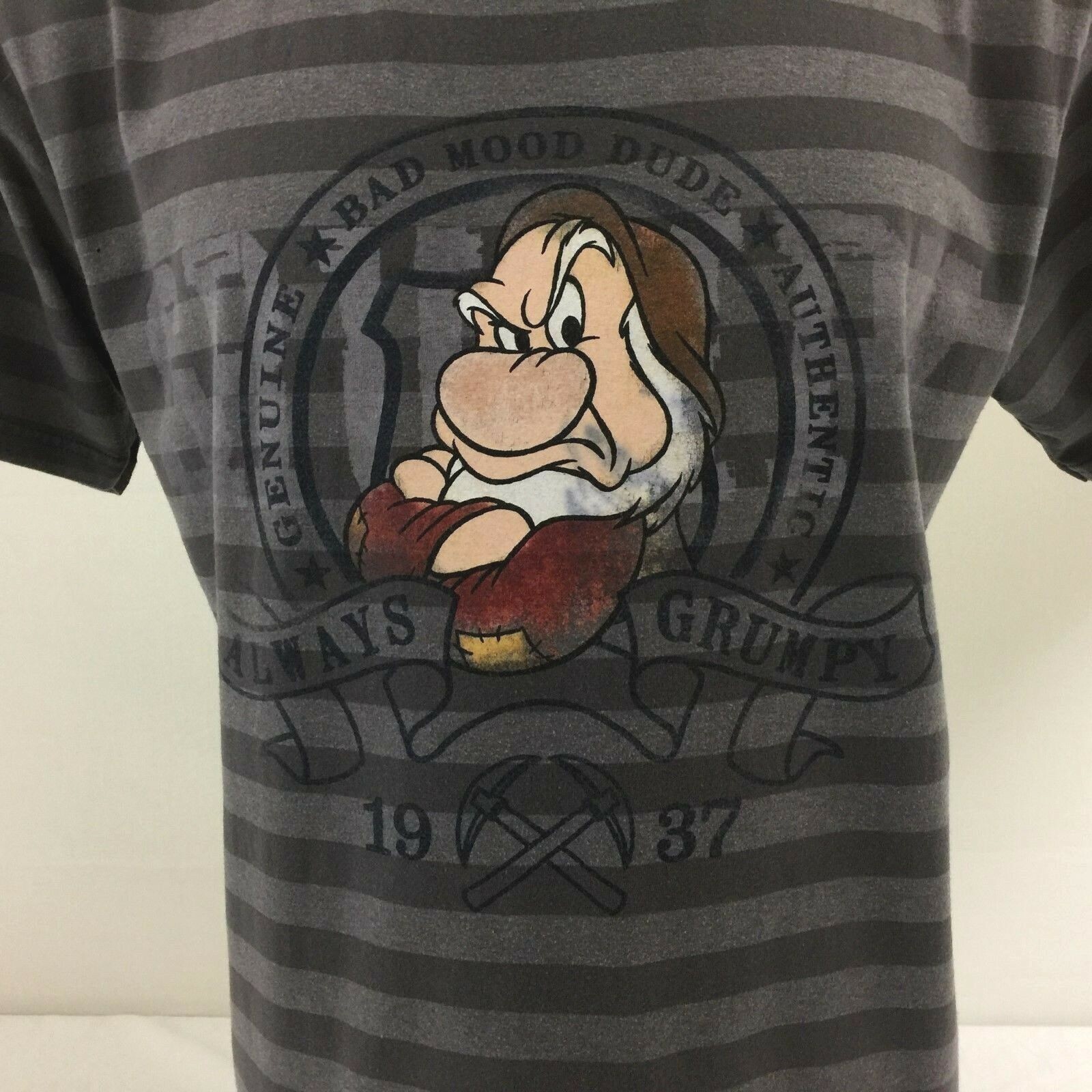 Disney Store Men's T Shirt Gray Large Always Grumpy Genuine Bad Mood ...
