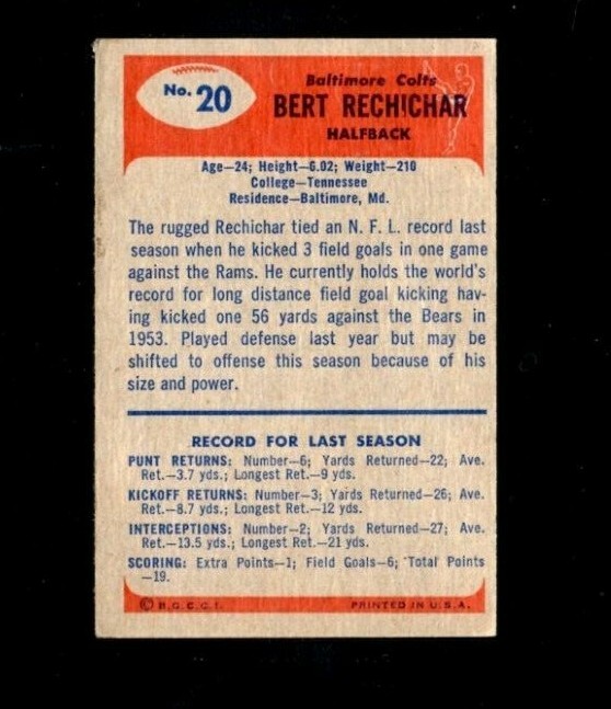 24954* 1955 Bowman # 20 Bert Rechichar | eBay