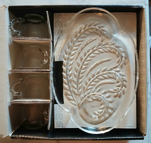 Federal Glass Co. Vintage MCM 1950's Homestead Snack Set 4 Cups ...