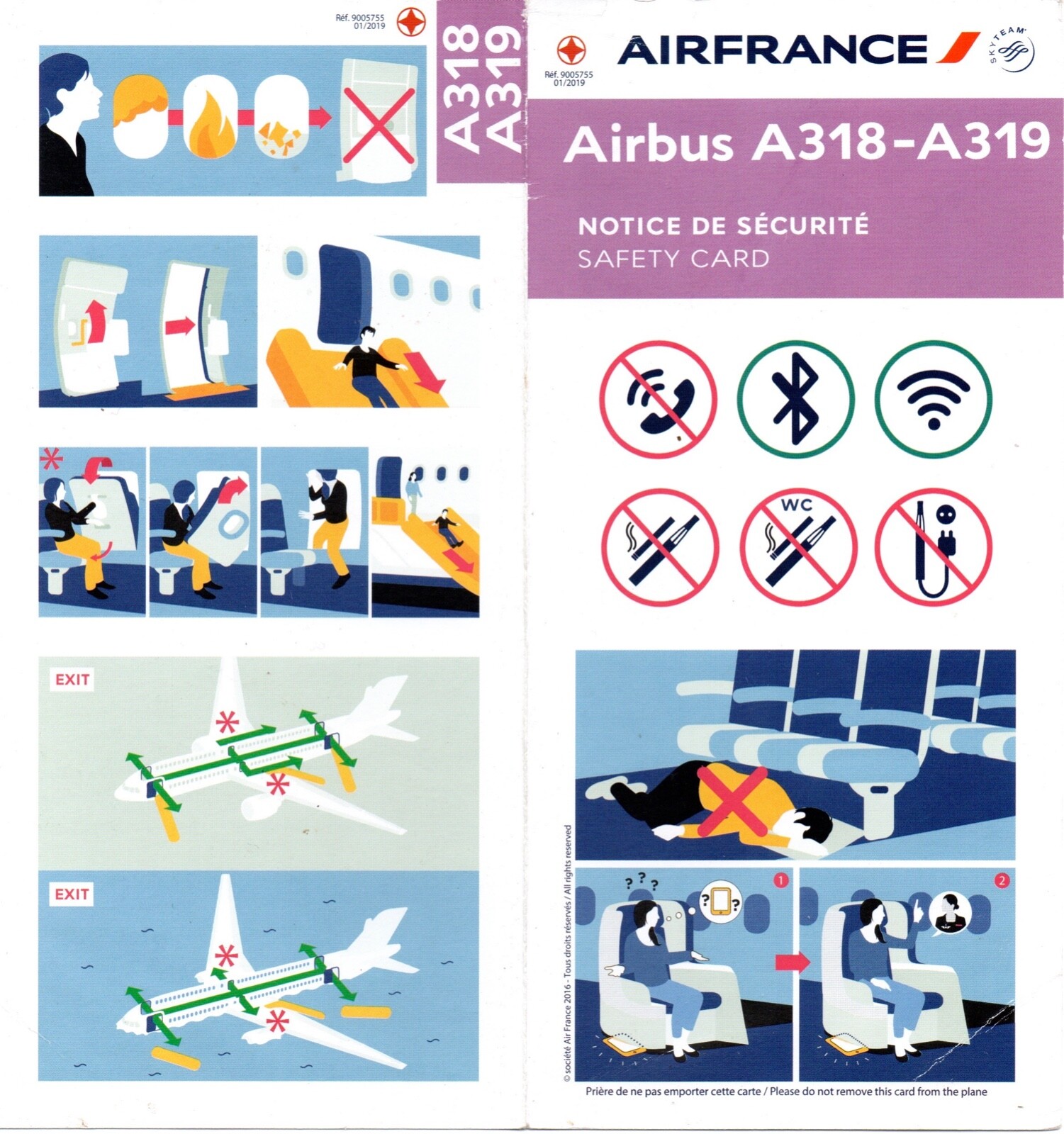 Air France Airbus A318 - A319 Safety Card (2019) | eBay