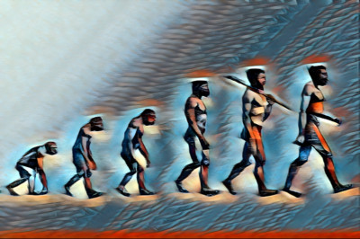 Progress Advancement of Human Evolution Stages Blue Orange Wavy Poster ...