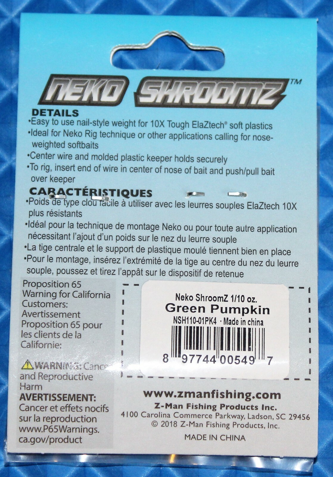 Z-MAN Neko ShroomZ Wacky Rig Weights NSH-PK4 Series 4-Pk CHOOSE WEIGHT ...