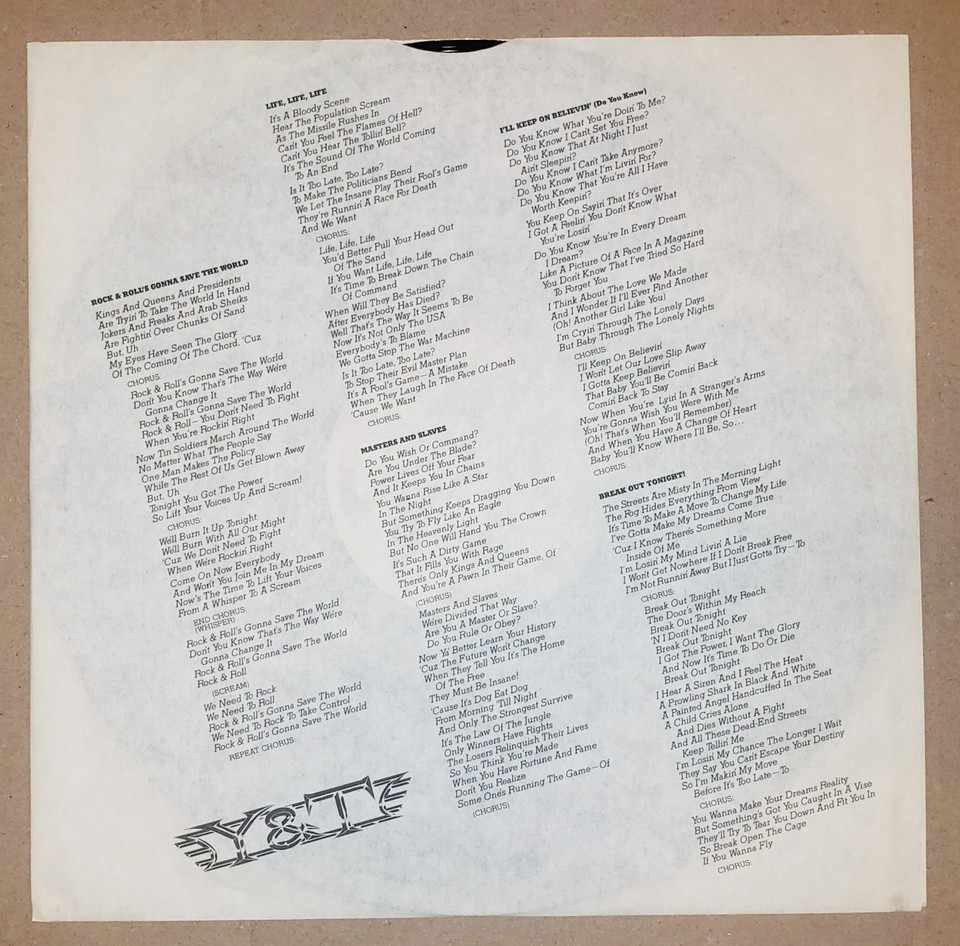Y&T RARE 1984 IN ROCK WE TRUST VINYL LP MINT-/MINT- A&M YESTERDAY TODAY ...