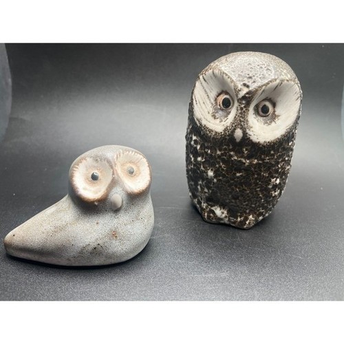 2 VTG Pigeon Forge Pottery Owls Figures Specked Textured Smooth Shelf ...