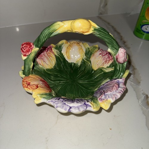 CORNER RUBY BOTANICAL COLLECTION FLORAL ROSE BUDS SMALL 7” PORCELAIN ...