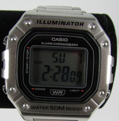 Casio W-218HD Men's Digital Watch Illuminator WR50M Stainless Steel ...