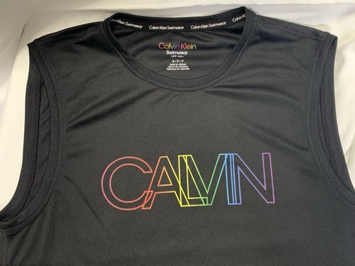Calvin Klein Swimwear UPF 40+ Shirt Size Men’s Small Rainbow Logo Pride ...