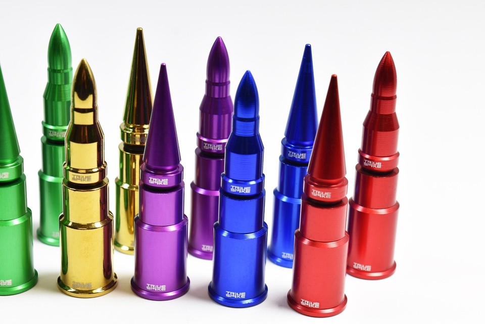 4 TRUE SPIKE RED SPIKED WHEEL RIM TIRE AIR VALVE STEM COVER CAP SET FOR ...