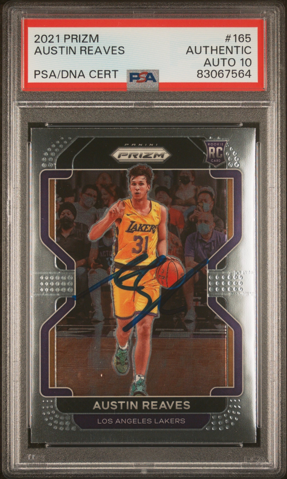 Austin Reaves 2021 Panini Prizm Signed Rookie Card #165 Auto Graded PSA ...