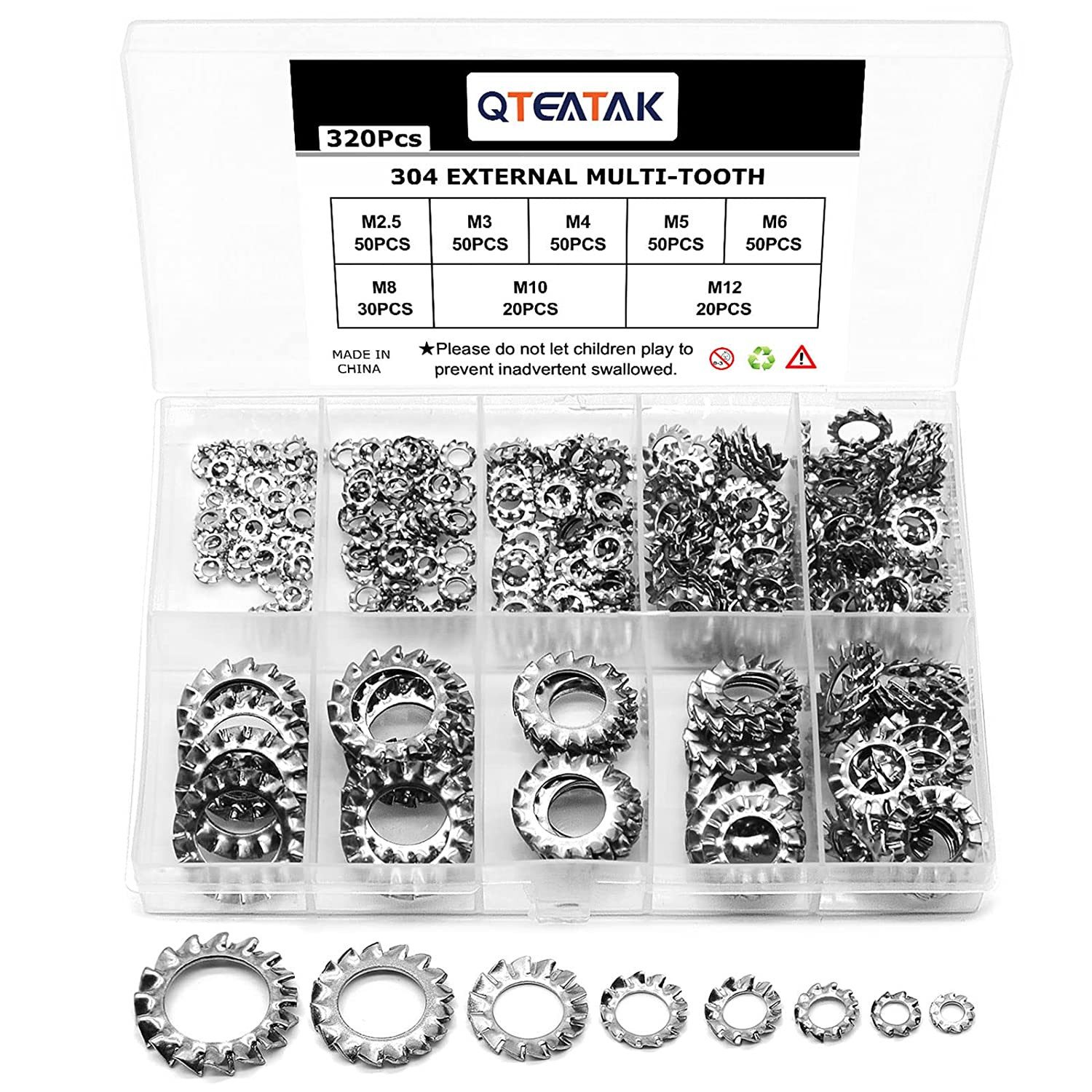 Stainless Steel Lock Tooth Washers 50-Pack M10 Stainless Steel External ...