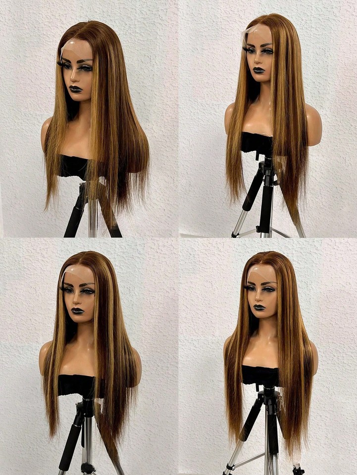 Transparent Full Lace Straight Wig Highlight 4/27 Full Lace Human Hair ...