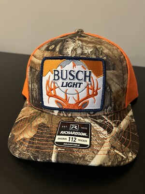 Busch Light Deer Hunting Buck Camo Realtree Hat Richardson 112 Cap Vint ...