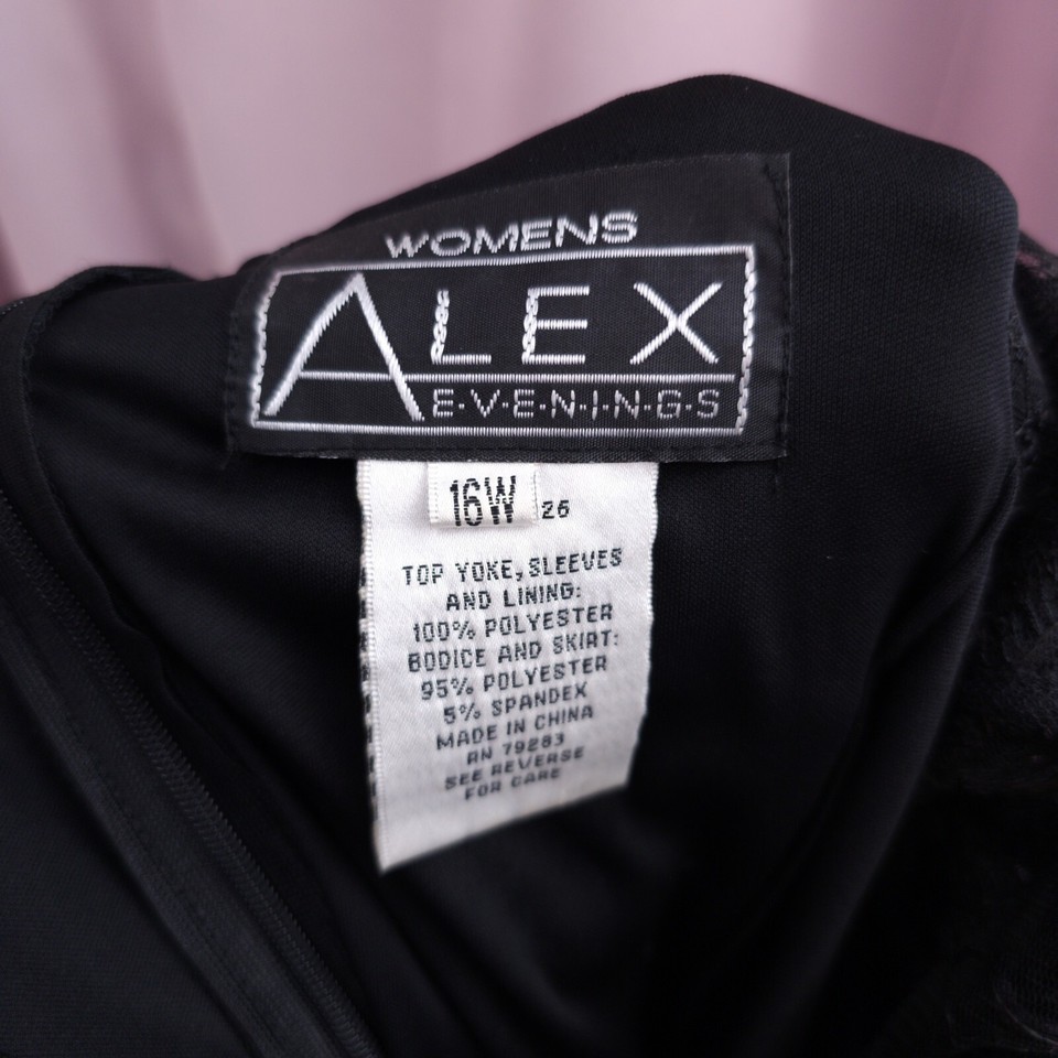 '90s Y2K Alex Evenings Women's Black 3/4 Sleeve Ruched Slit Evening ...