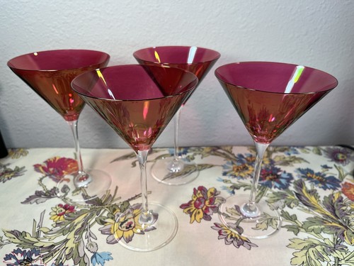 Ruby Red Martini Glasses 4 Clear Stems Lots Of 4 | eBay