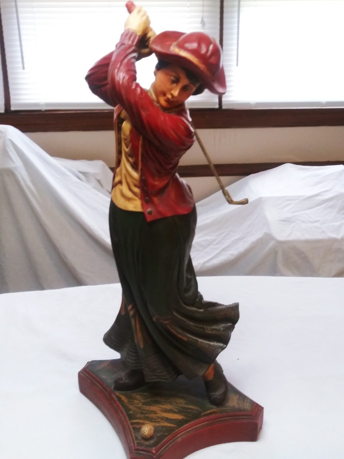 Large 27" Vtg Lady Golfer Woman Statue Female F Golf Bar Figure with ...