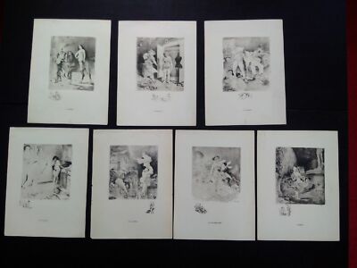 Rare Curiosa A. Willette série 7 péchés capitaux gravures signées ...