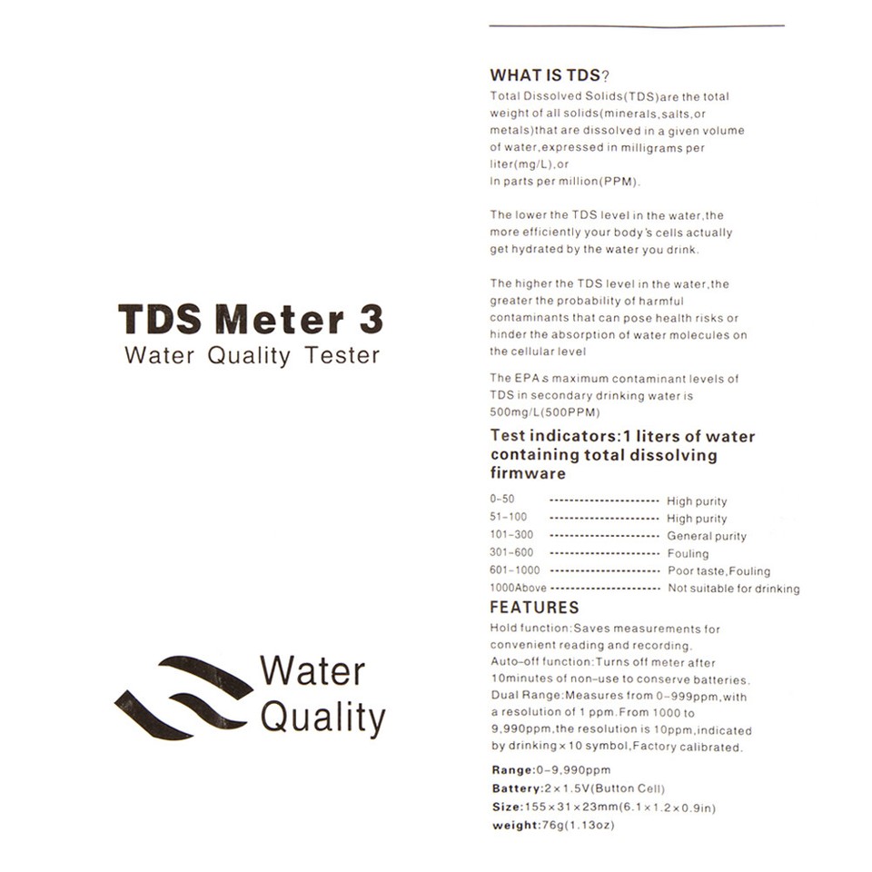 Digital TDS3 PPM Meter Home Drinking Tap Water Quality Purity Test ...