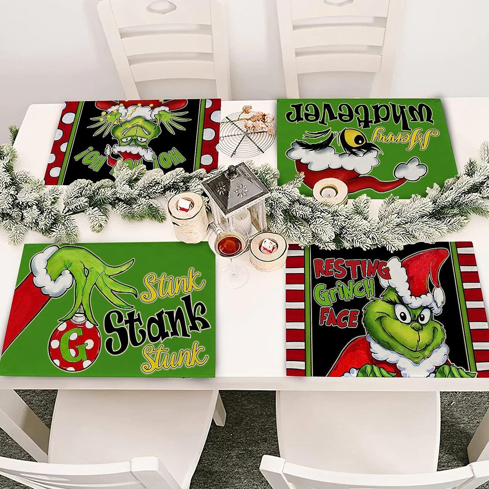 1-4PC Cartoon Printed Dining Mat Placing Plates Water Cup Mat Cute ...