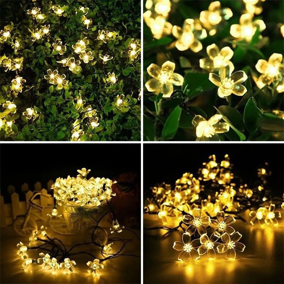 Super Bright 220 LED Flower Fairy Garden Lights String Outdoor Decor ...