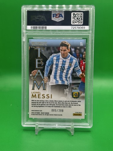 2015 Panini Select Ultimate Team Blue Prizm #16 Lionel Messi /299 PSA 9 ...