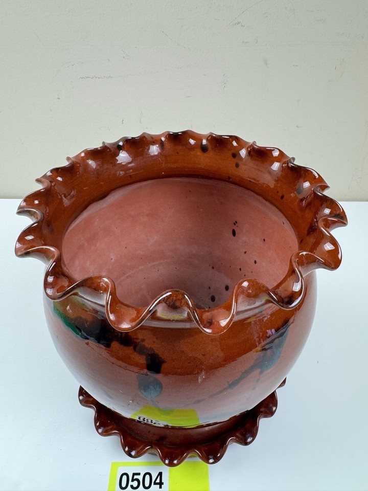 Beautiful Lester Breininger Redware Pottery Glazed Bowl Planter Signed ...