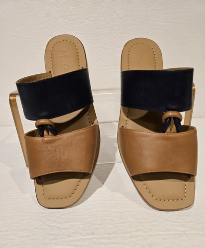 M. Gemi Sandals Italian Leather Two Tone Slip On US Size 7.5 EU 38 Made ...