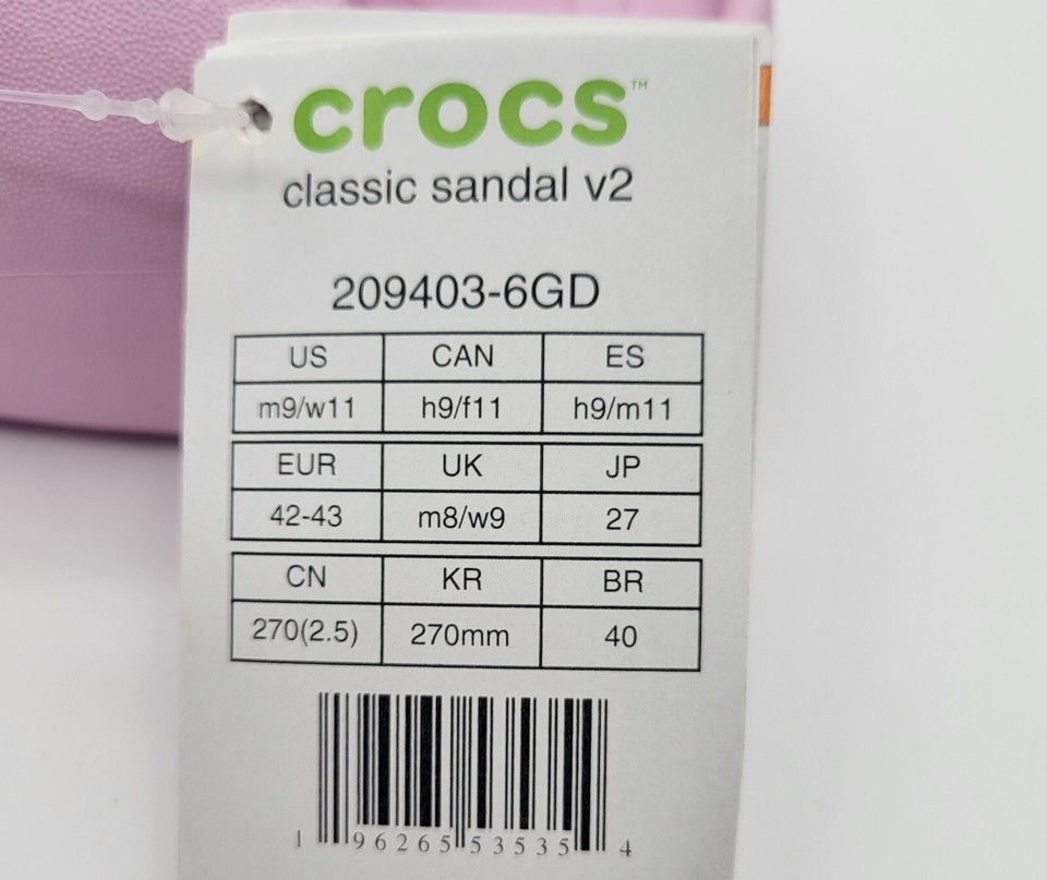 Crocs Classic Sandal V2 Size M9/W11 Unisex Light Pink Comfort Shoes ...