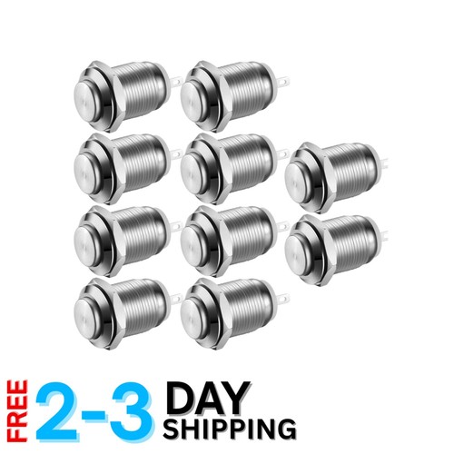 10pcs Stainless Steel Push Button Switch 12mm Waterproof 2A Momentary ...