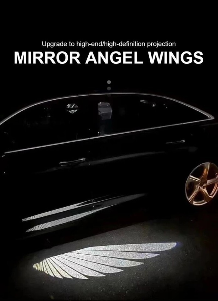 2Pcs Car Rearview Mirror Side Led Angel Wing Light Welcome Lamp Shadow ...