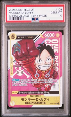PSA10 One Piece Card Monkey.D.Luffy SR-P OP07-109 Serialized Lottery ...