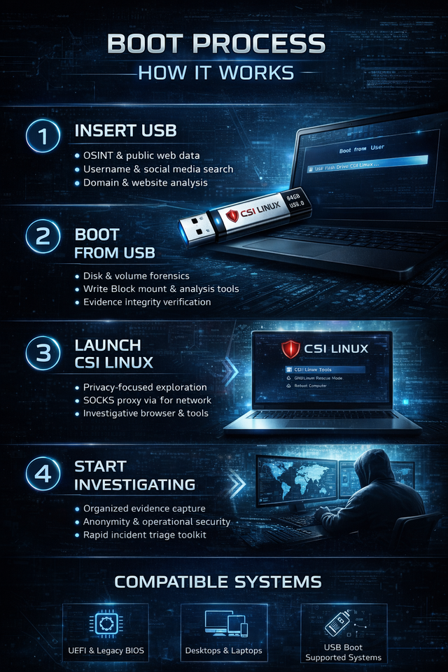 CSI Linux Digital Forensics USB 64GB | OSINT, Cyber Recon ...