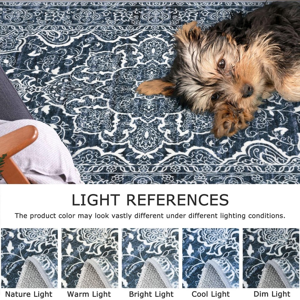 Washable Kitchen Runner 3x8, Non Skid Washable 8 ft Navy Blue Runners ...