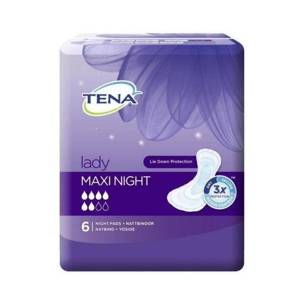 Tena Discreet Maxi Night Incontinence Pads - Lilac, Pack of 18 (760911 ...