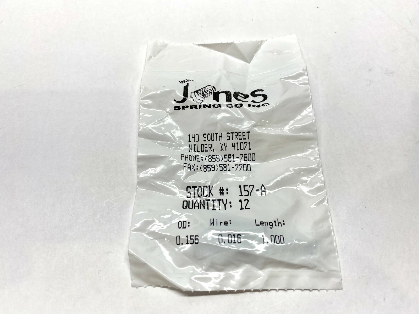 W.B. Jones Spring Co. 157-A Compression Spring 1.00" X 0.156" Alloy ...