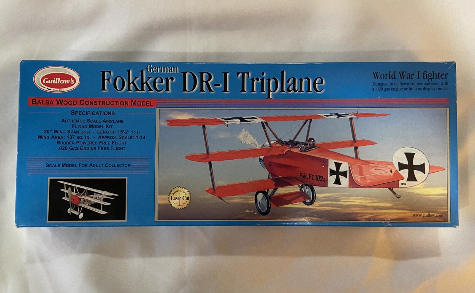 Guillow’s German Fokker DR-1 Triplane Balsa Wood Model WW1 Airplane ...