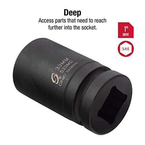 Sunex 533md 1 Inch Drive 33mm Deep Impact Socket Crmo Steel Radius ...