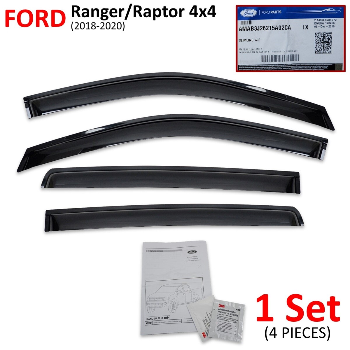 Weather Guards Shield Sun Visor 4 Door For Ford Ranger Raptor 4x4 2018 ...