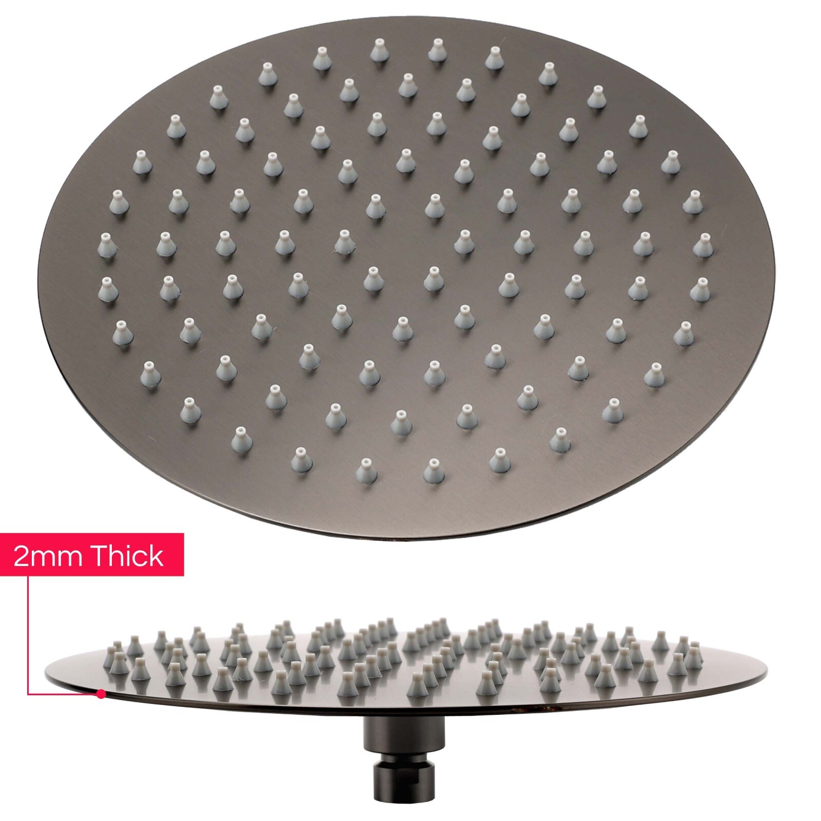 Gun Metal Round 12" 300mm Rain Shower Head Ceiling Arm Set Bathroom ...