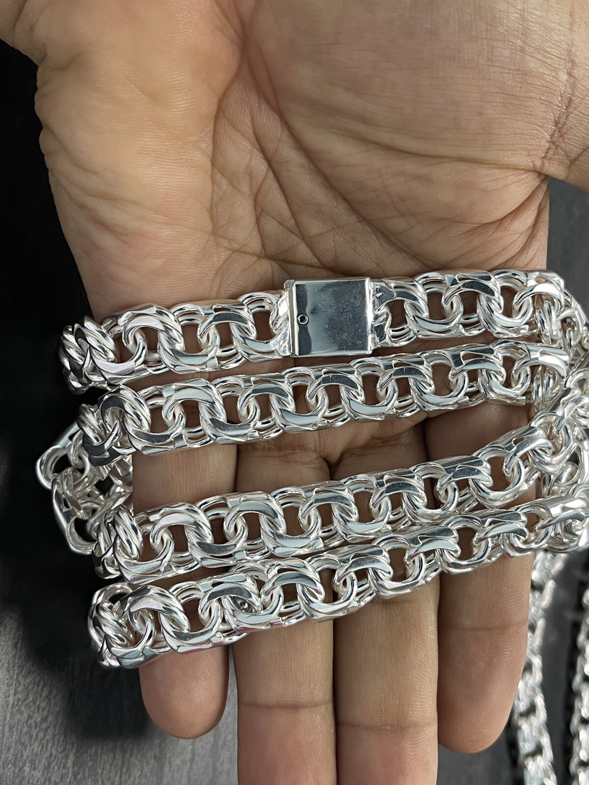 925 Sterling Silver Hand Made Chino Link 24 inch Chain Solid 138.1 ...